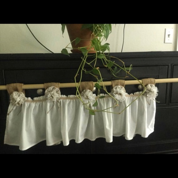 Handmade | Other | Natural Burlapwht Muslin Victorian Style Valance ...